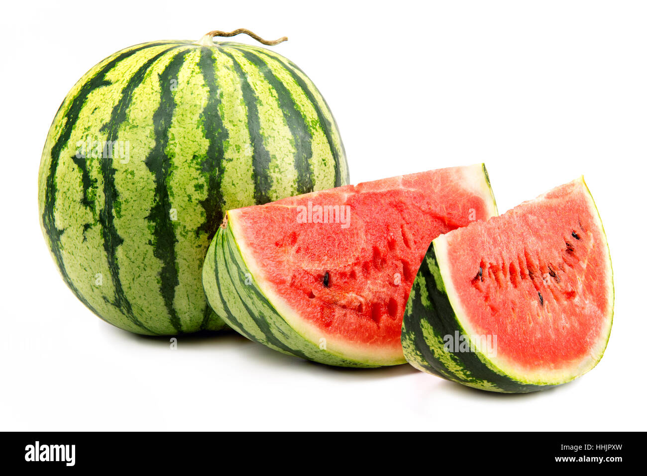 Watermelon and its parts isolated on white background Stock Photo - Alamy