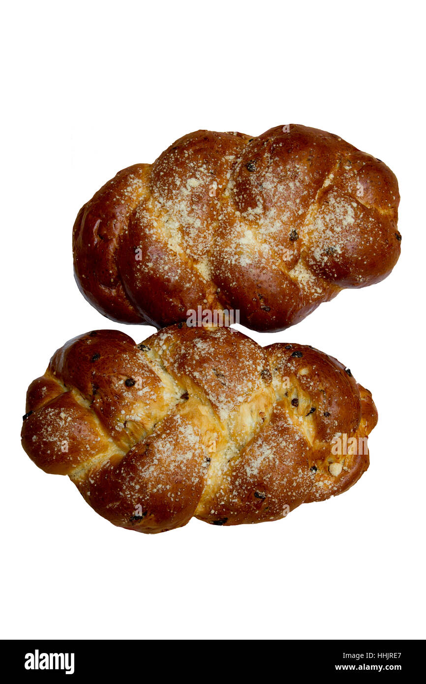 Two Shabbat challah on a white background Stock Photo - Alamy