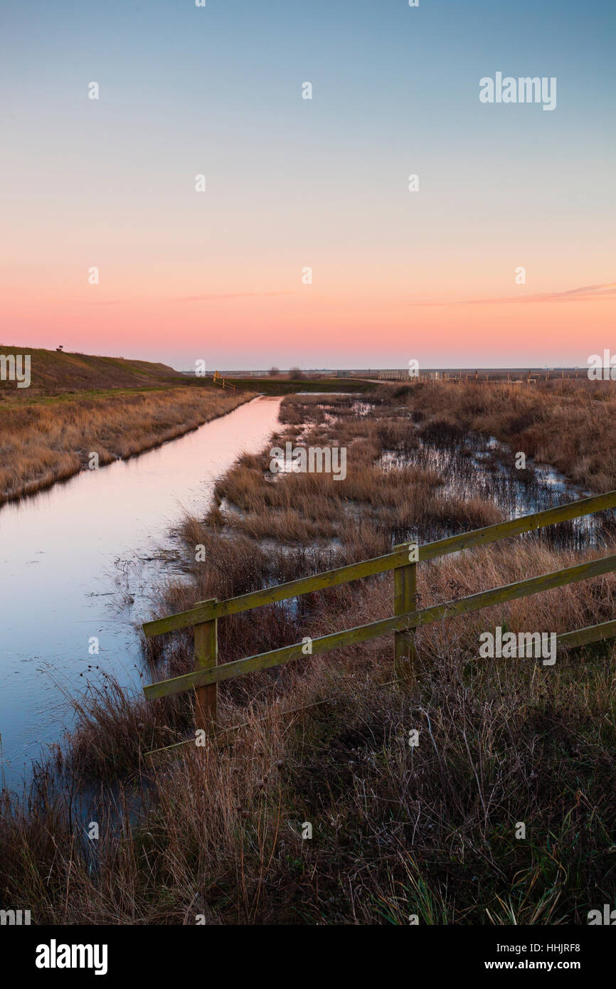 Drainage Ditch after Sunset Stock Photo - Alamy