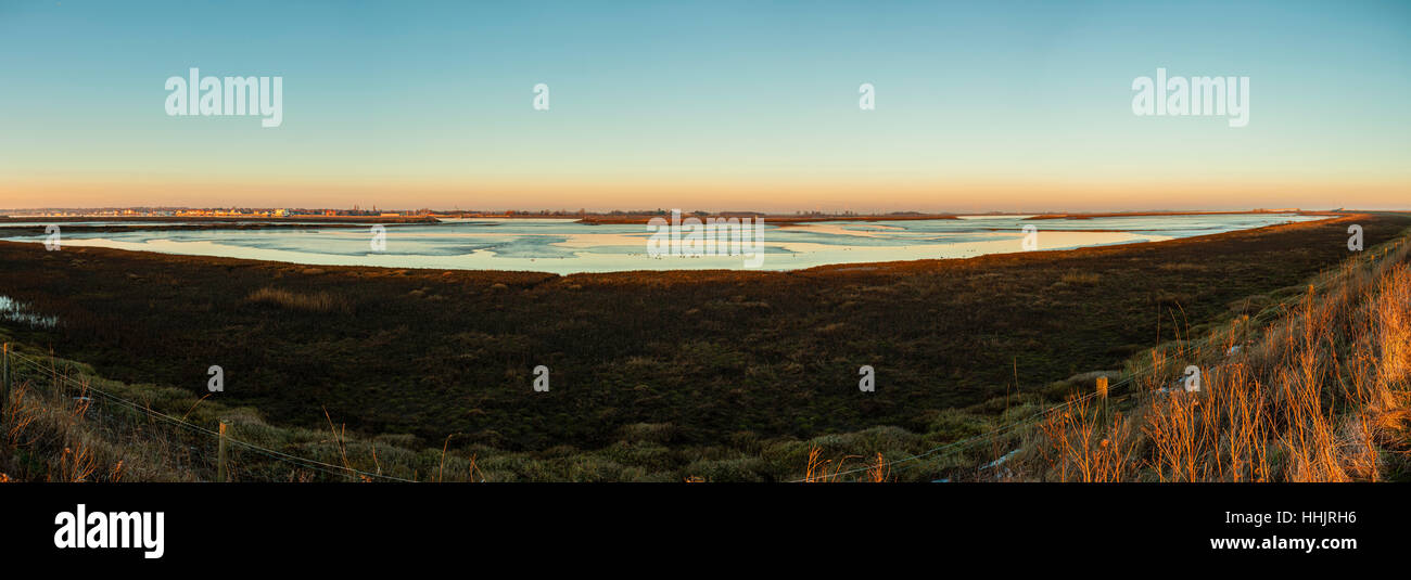 Panoramic View of Seaward Side of Marshes as Sun Sets Stock Photo - Alamy