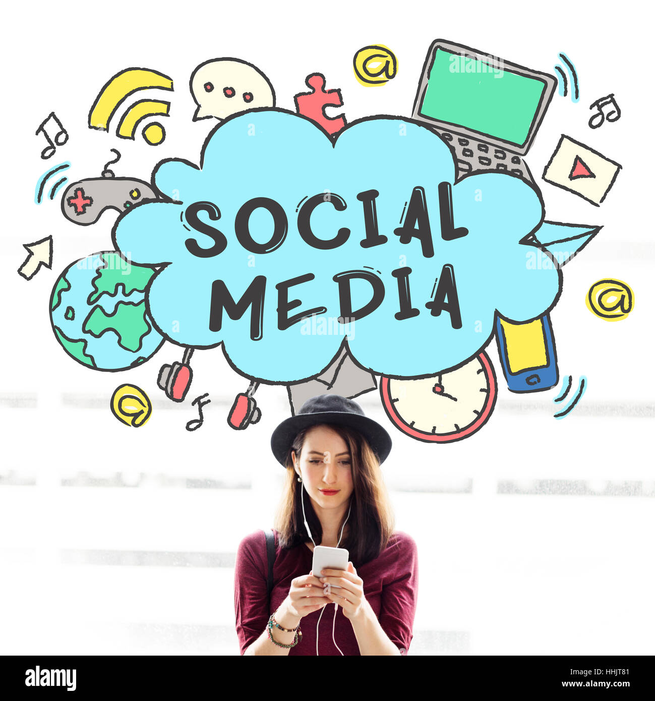 Global Communication Social Media Icon Concept Stock Photo - Alamy