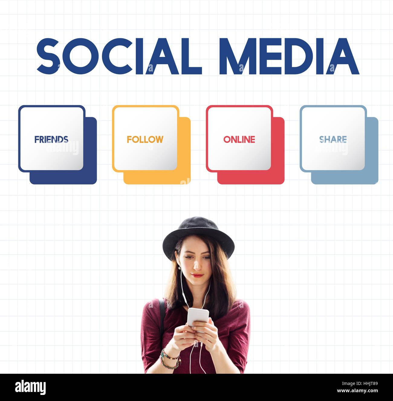 Social Media Box Buttons Concept Stock Photo - Alamy