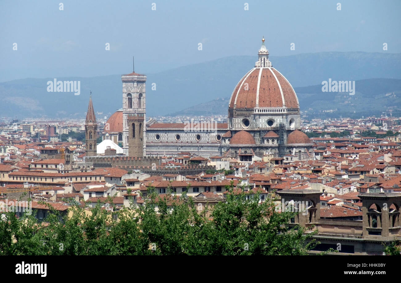 sunny illuminated panoramic view of Florence in Tuscany (Italy Stock ...
