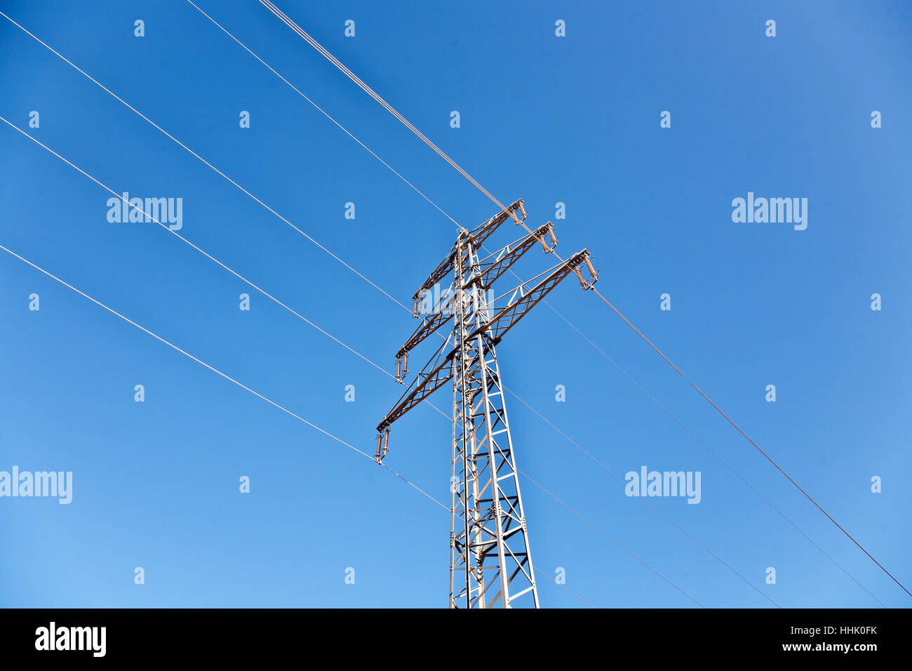 blue, tower, energy, power, electricity, electric power, cabling ...