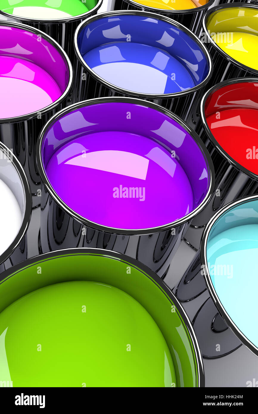 Close up of color can 3d rendering concept image Stock Photo - Alamy