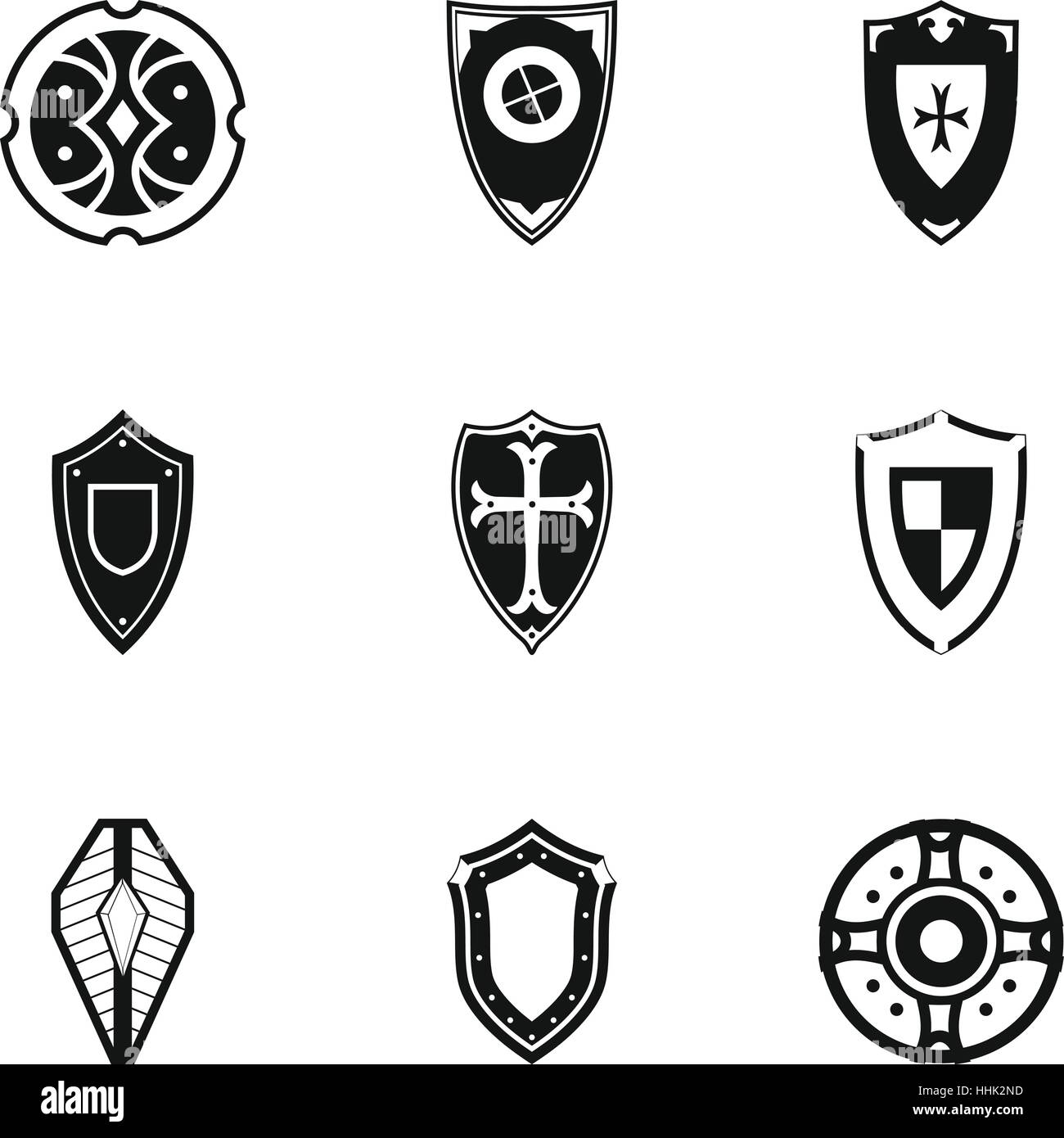 Military shieldd icons set, simple style Stock Vector Image & Art - Alamy