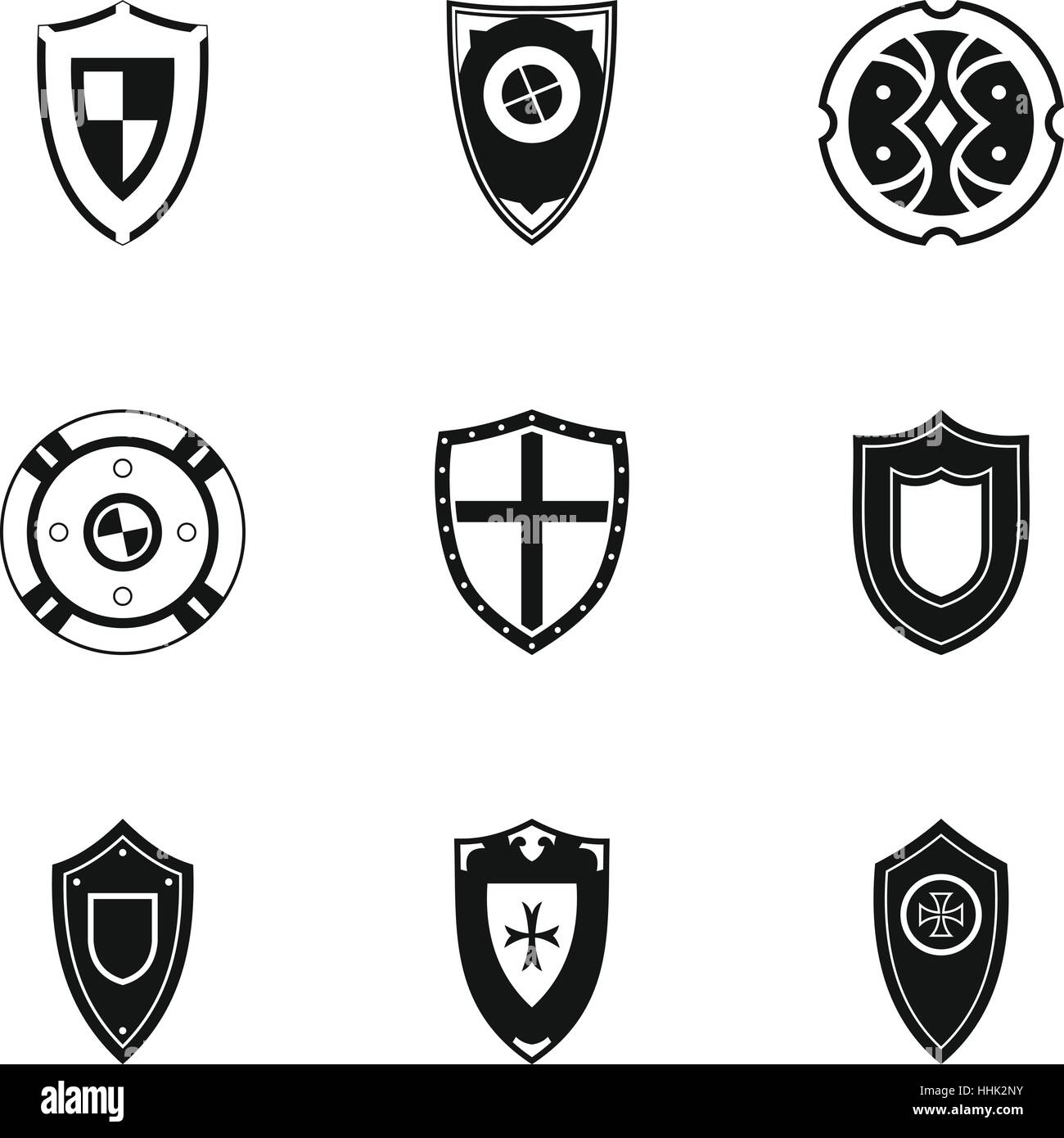 Combat shield icons set, simple style Stock Vector Image & Art - Alamy