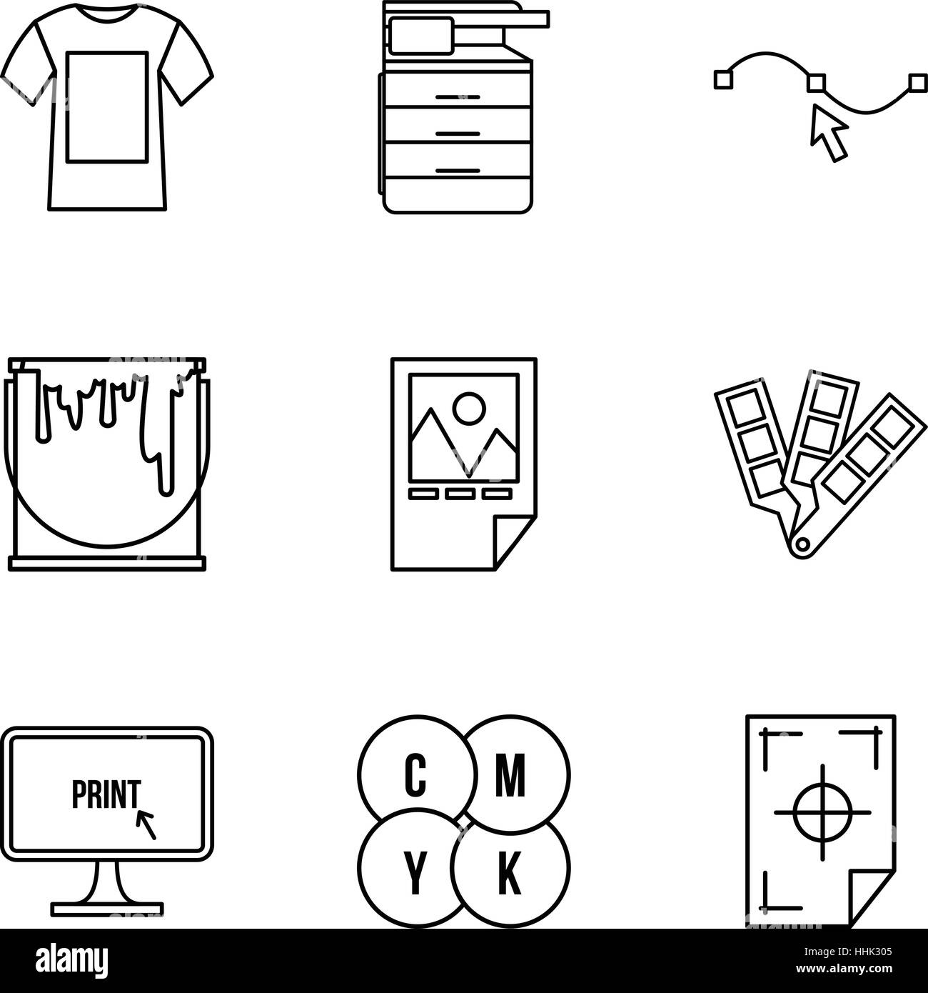 Printer icons set, outline style Stock Vector Image & Art - Alamy