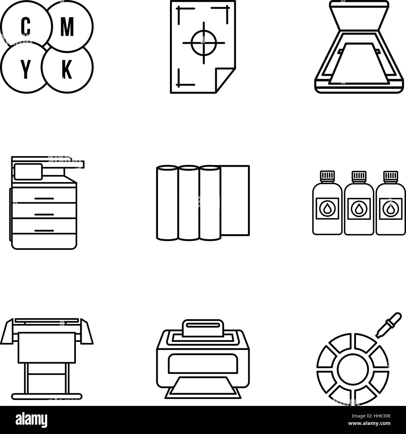 Print icons set, outline style Stock Vector Image & Art - Alamy