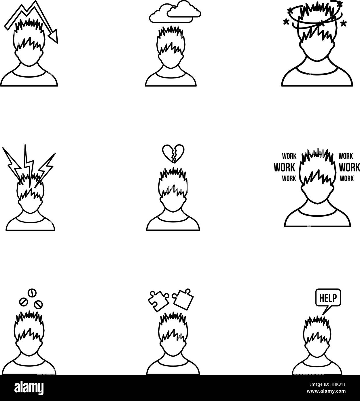 Feeling icons set, outline style Stock Vector Image & Art - Alamy