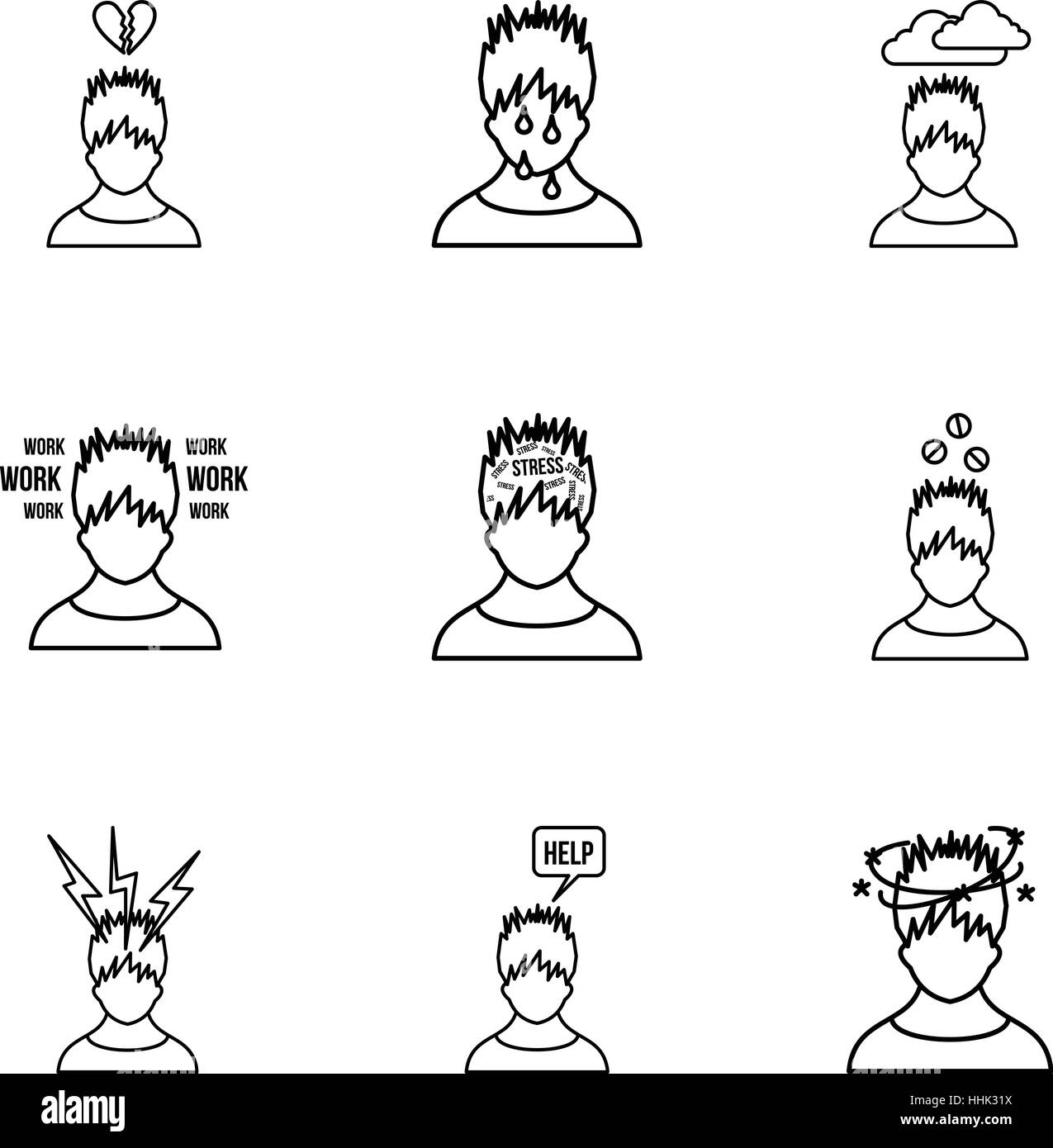 Emotions icons set, outline style Stock Vector Image & Art - Alamy