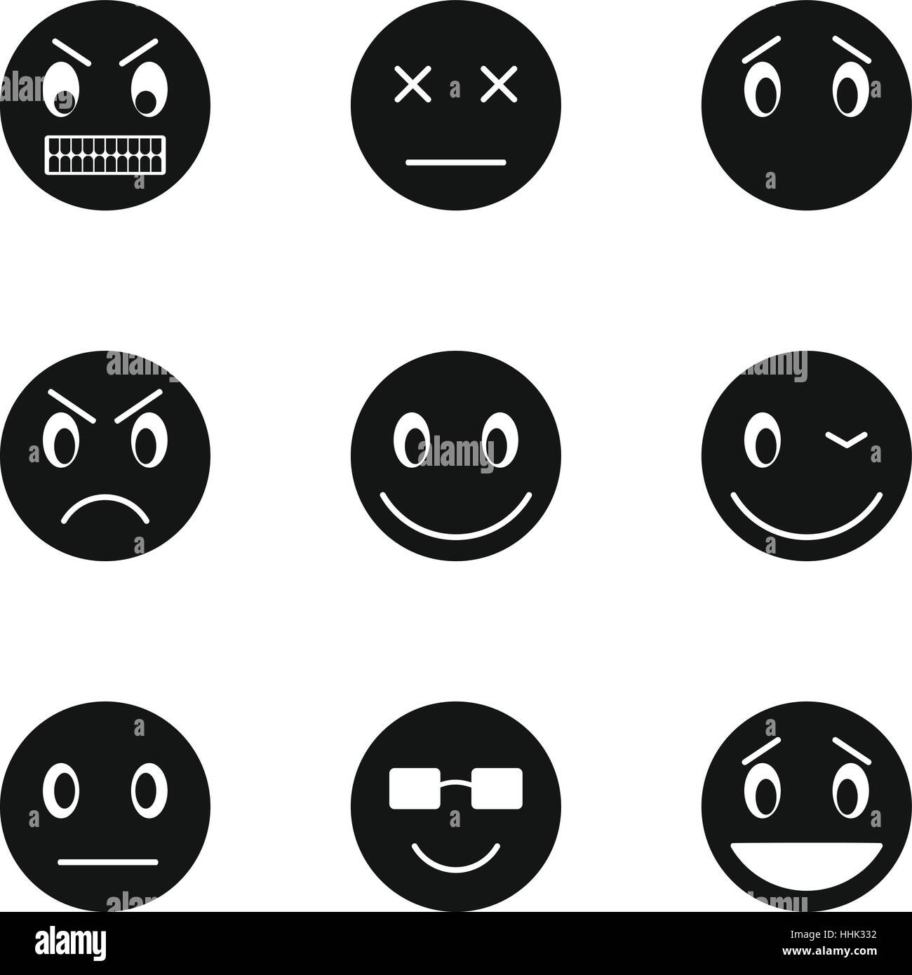 Emoticons for messages icons set, simple style Stock Vector Image & Art ...