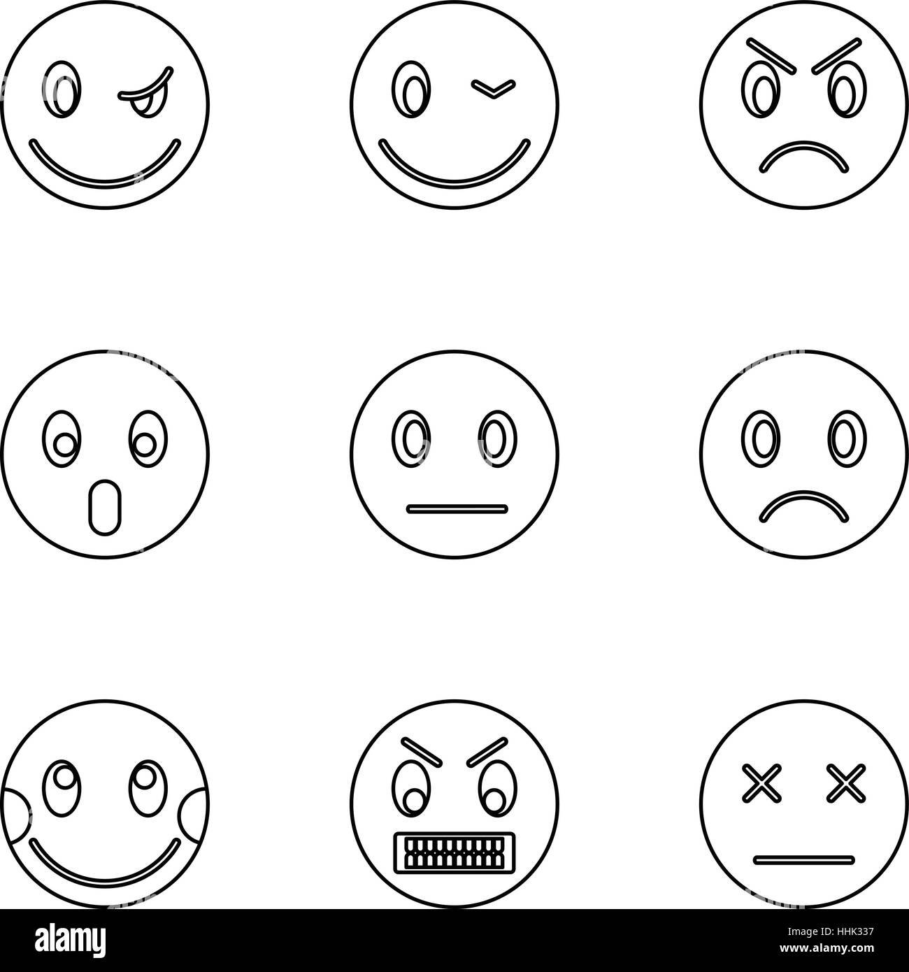 Emoticons icons set, outline style Stock Vector Image & Art - Alamy