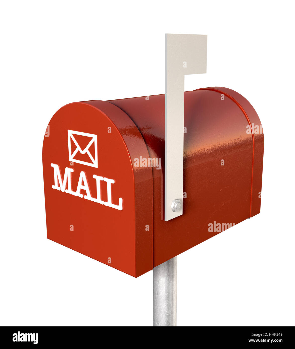 isolated, communication, metal, flag, mailbox, pole, tin, letter, mail ...
