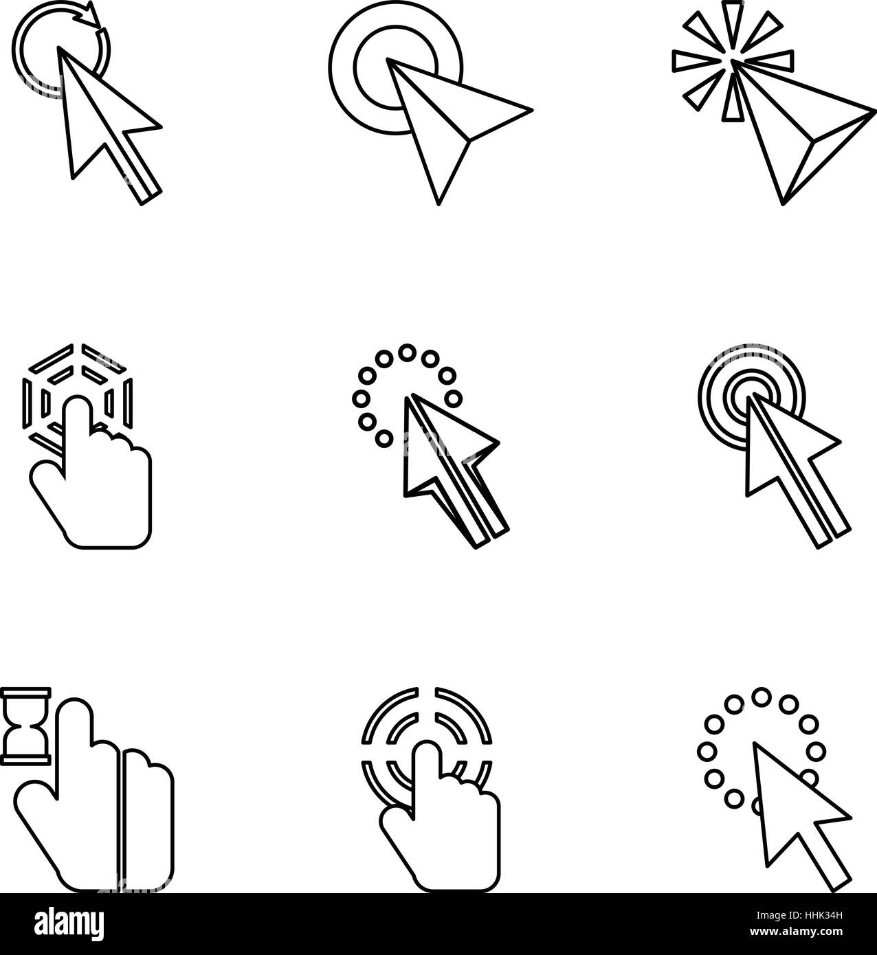 Pointer icons set, outline style Stock Vector Image & Art - Alamy