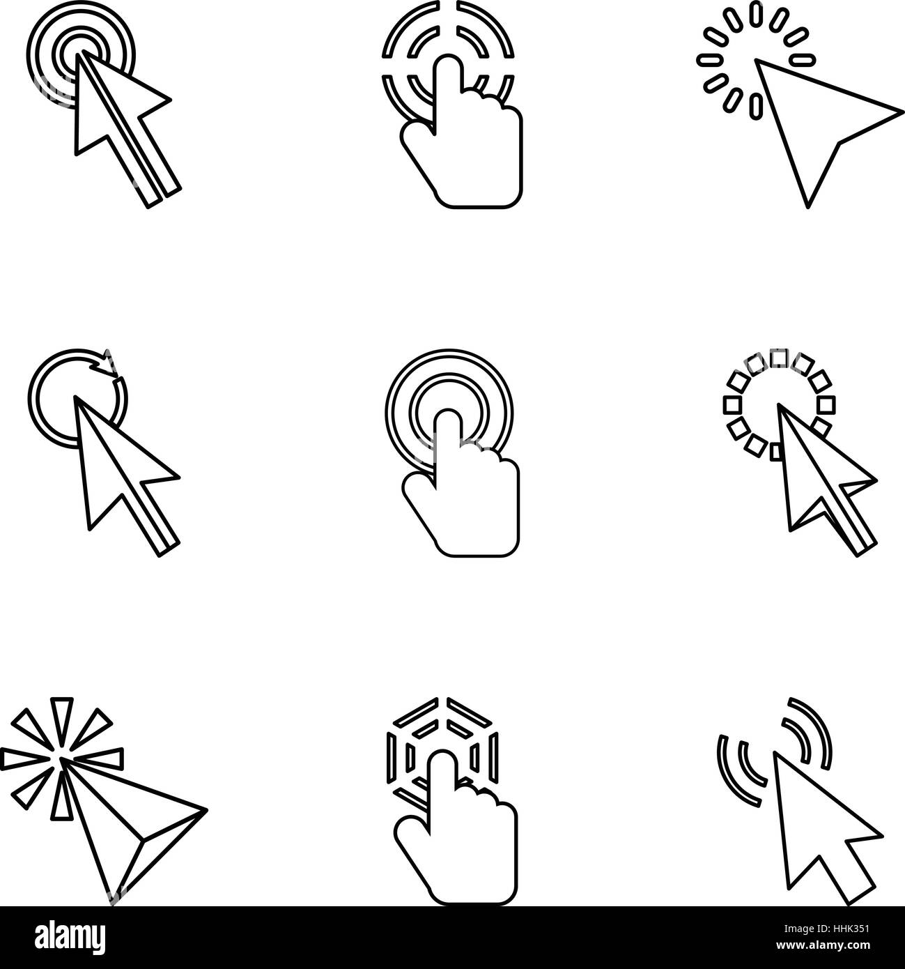 Pointer of computer icons set, outline style Stock Vector Image & Art ...