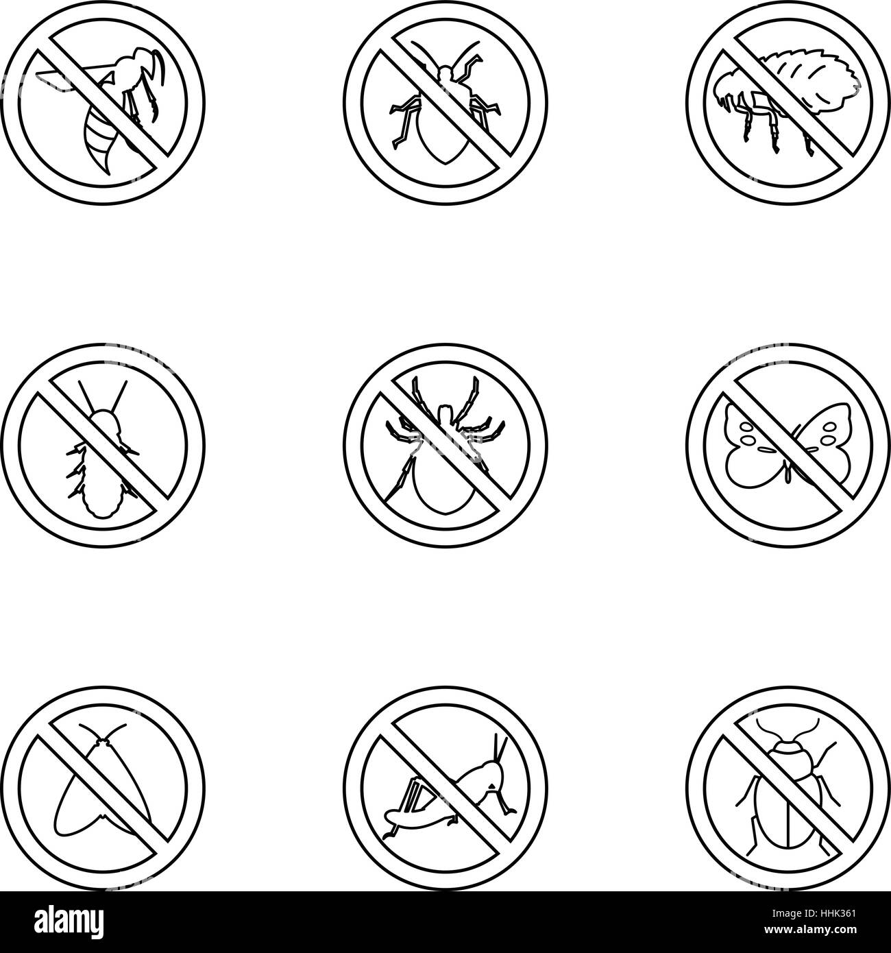 Prohibited insects icons set, outline style Stock Vector Image & Art ...