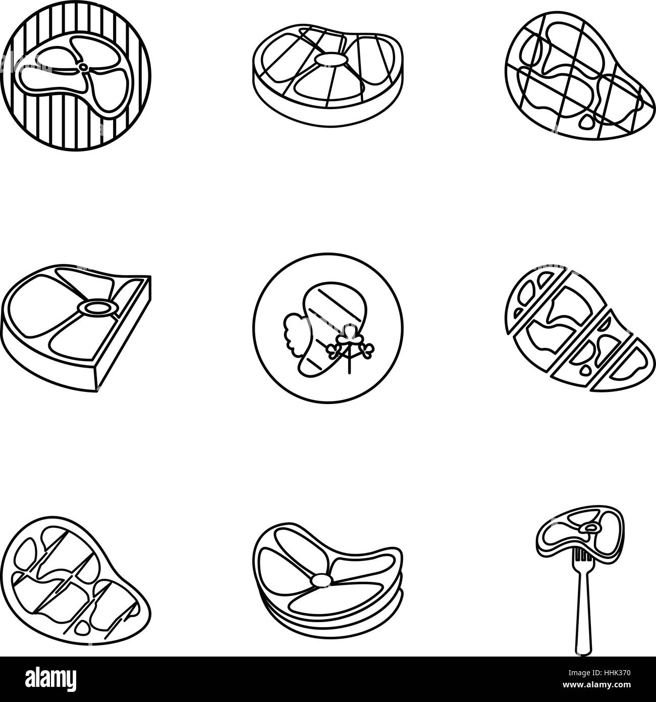 Meat icons set, outline style Stock Vector Image & Art - Alamy