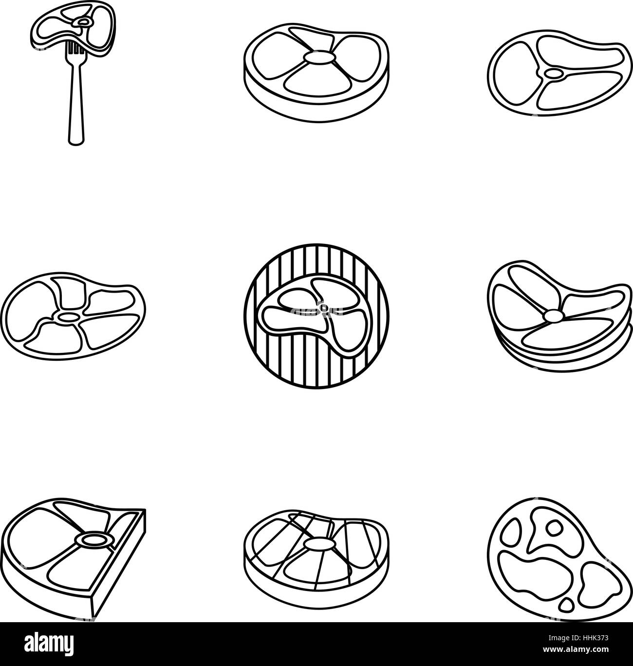 Beef icons set, outline style Stock Vector Image & Art - Alamy