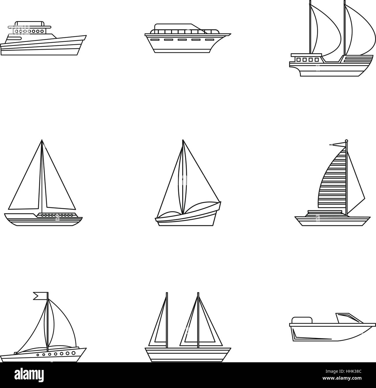 Yacht icons set, outline style Stock Vector Image & Art - Alamy