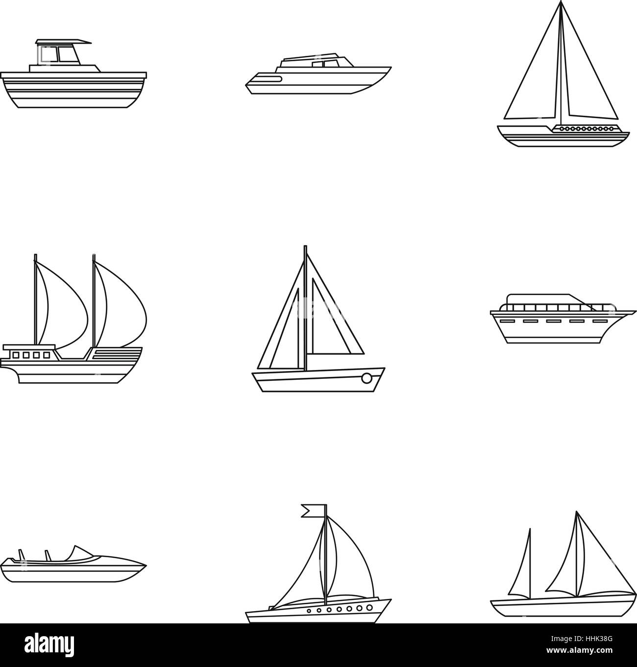 Ocean transport icons set, outline style Stock Vector Image & Art - Alamy