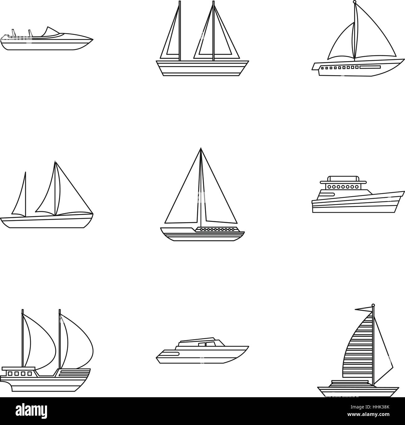 Boat icons set, outline style Stock Vector Image & Art - Alamy