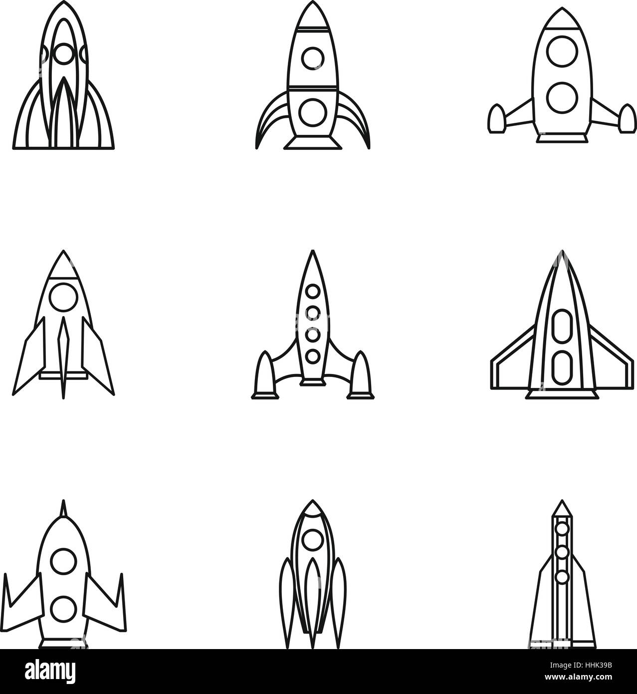 Rocket icons set, outline style Stock Vector Image & Art - Alamy