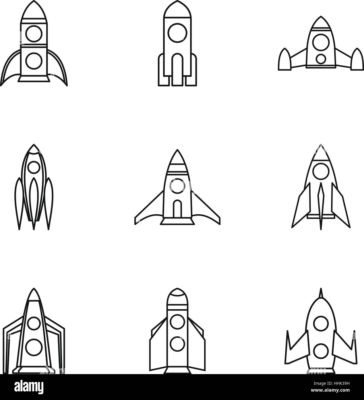 Space rocket icons set, outline style Stock Vector Image & Art - Alamy