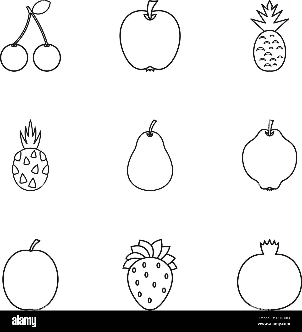 Fruit icons set, outline style Stock Vector Image & Art - Alamy