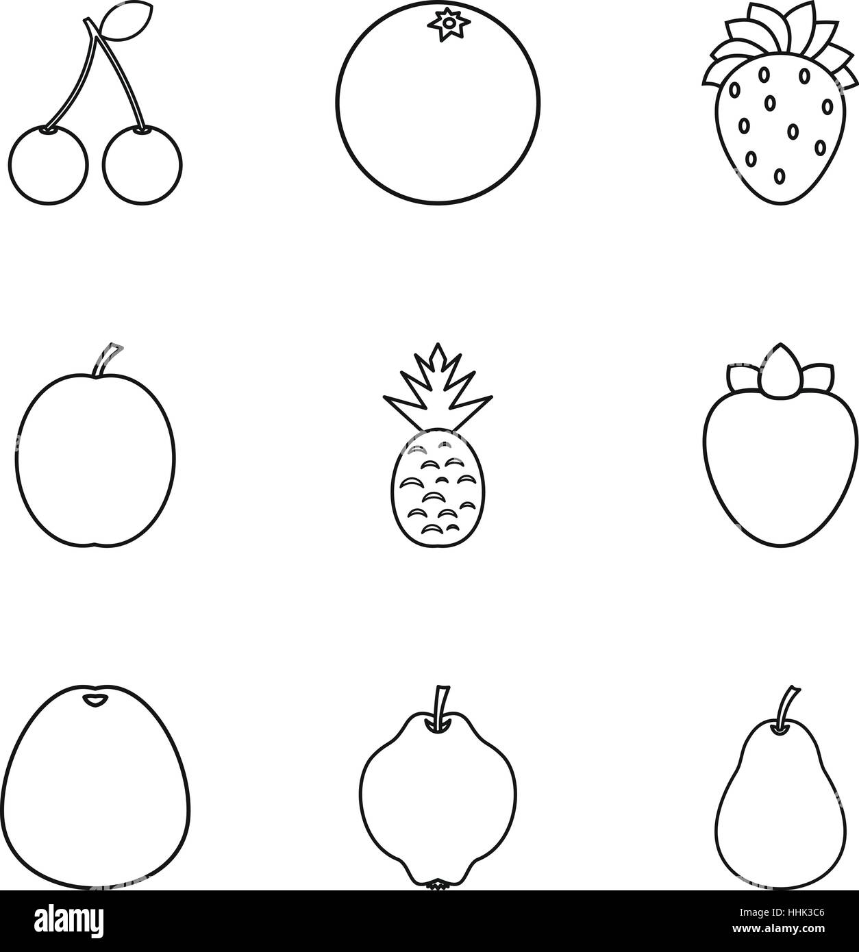 Farm fruits icons set, outline style Stock Vector Image & Art - Alamy