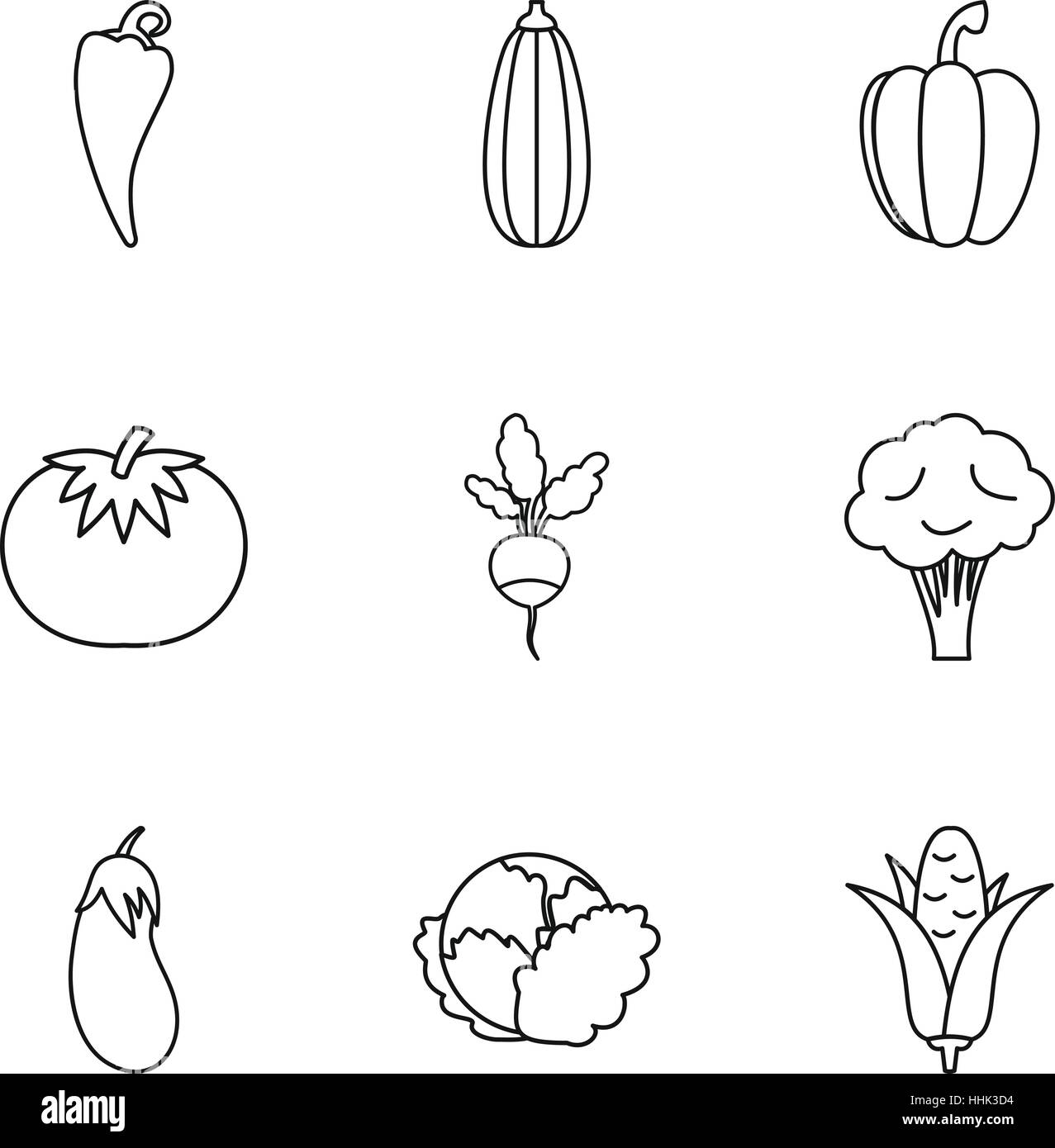 Vegetables icons set, outline style Stock Vector Image & Art - Alamy
