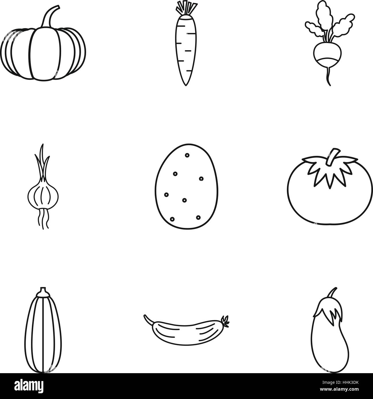 Farm vegetables icons set, outline style Stock Vector Image & Art - Alamy