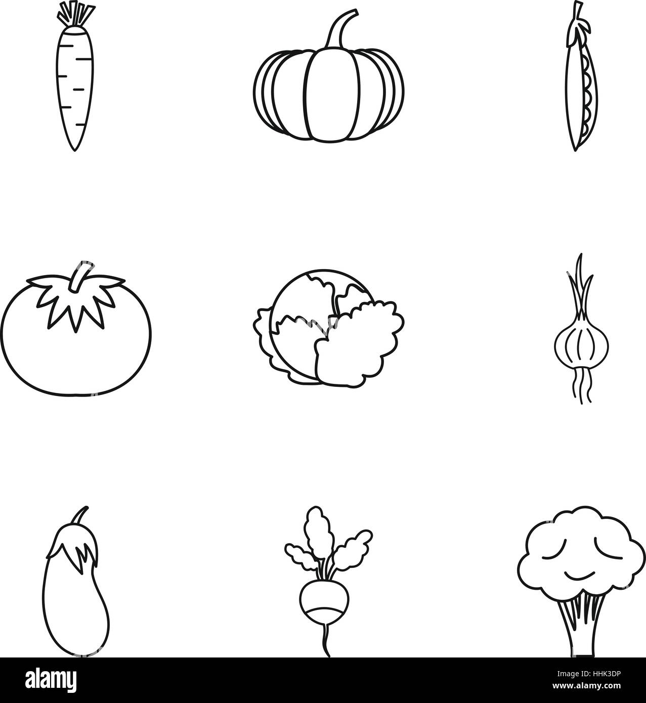 Fresh vegetables icons set, outline style Stock Vector Image & Art - Alamy