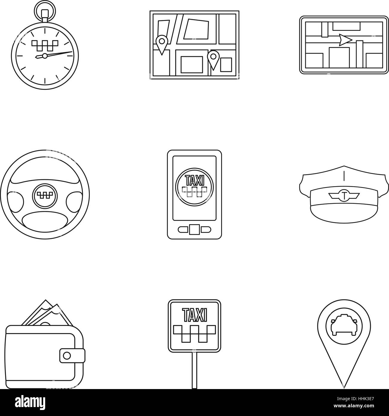 Taxi icons set, outline style Stock Vector Image & Art - Alamy