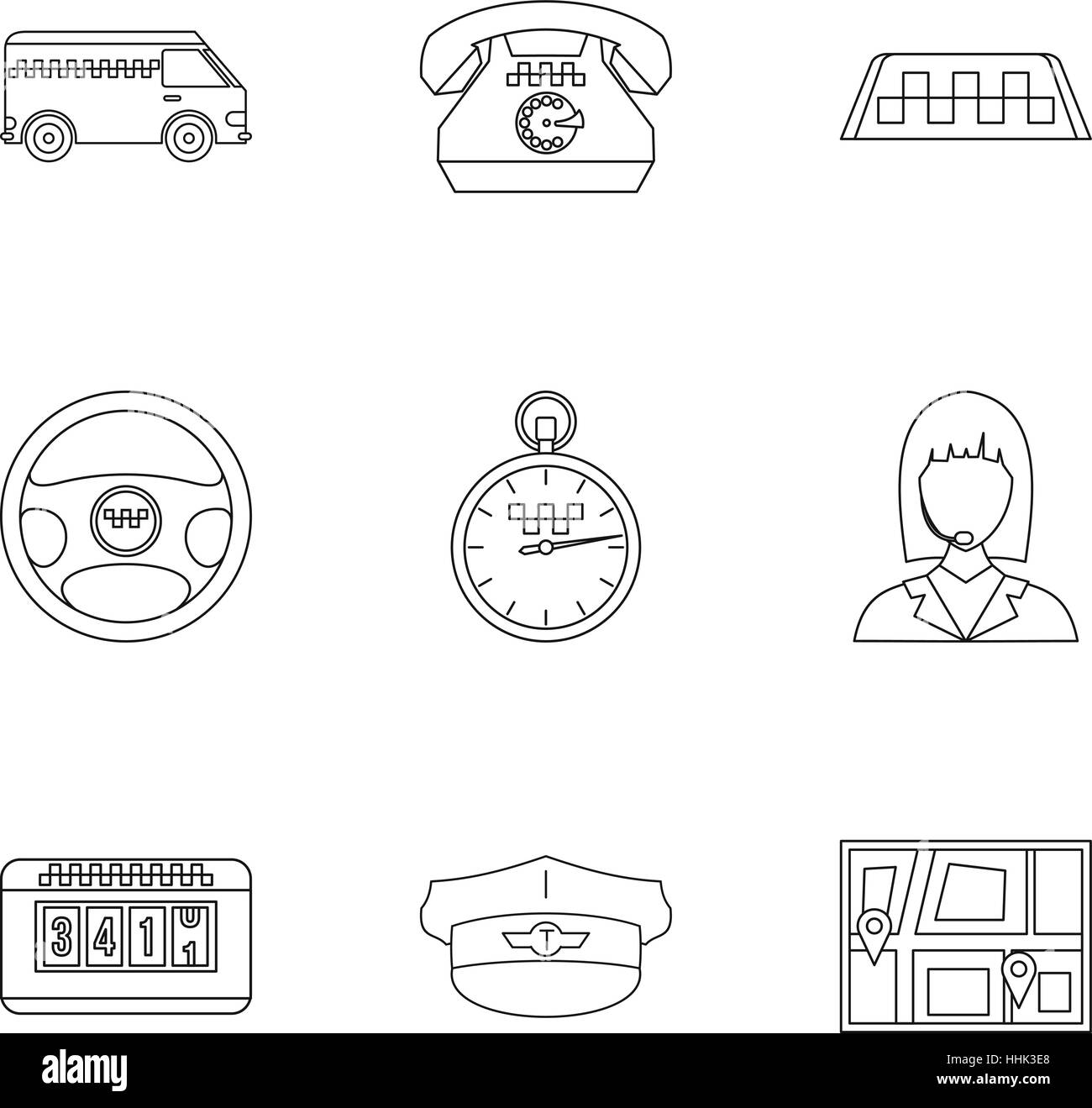 Taxi ride icons set, outline style Stock Vector Image & Art - Alamy