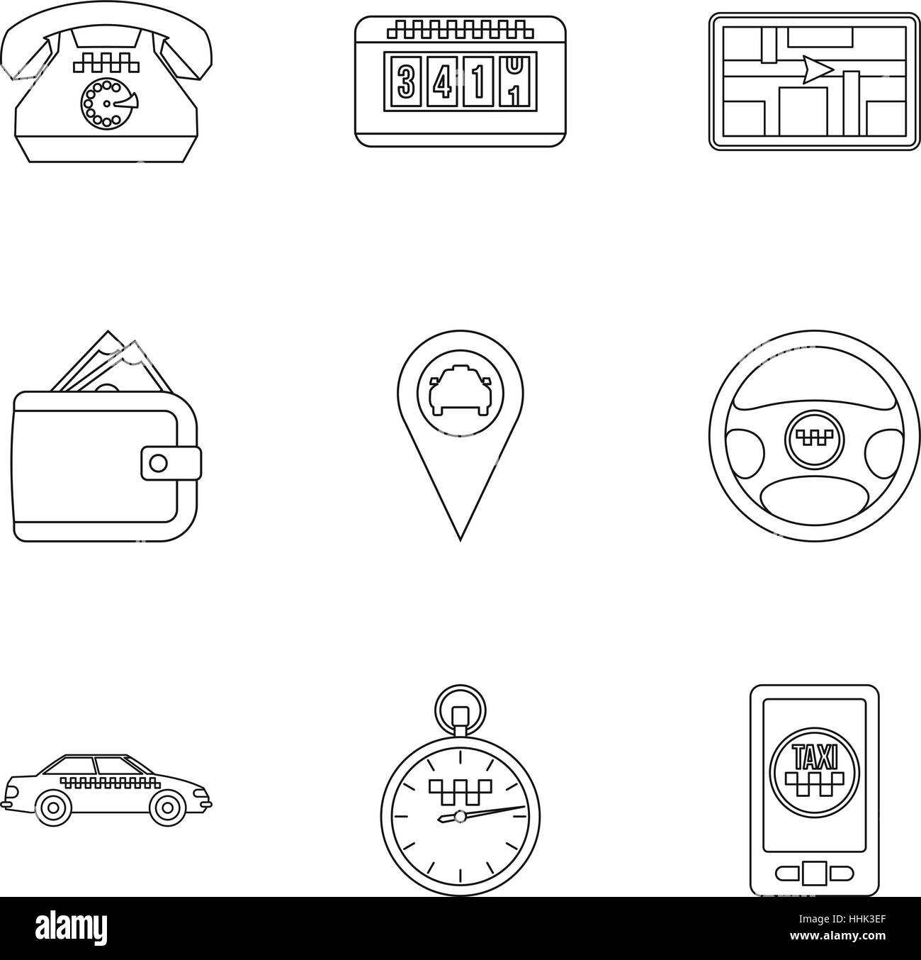 Taxi order icons set, outline style Stock Vector Image & Art - Alamy