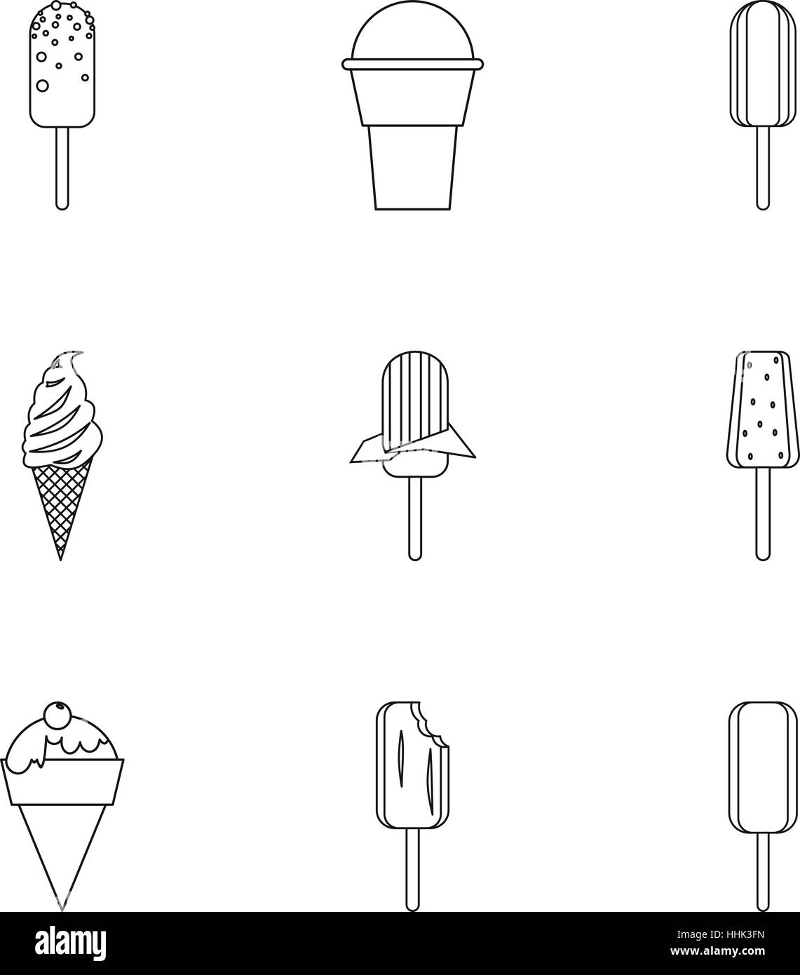 Sundae icons set, outline style Stock Vector Image & Art - Alamy