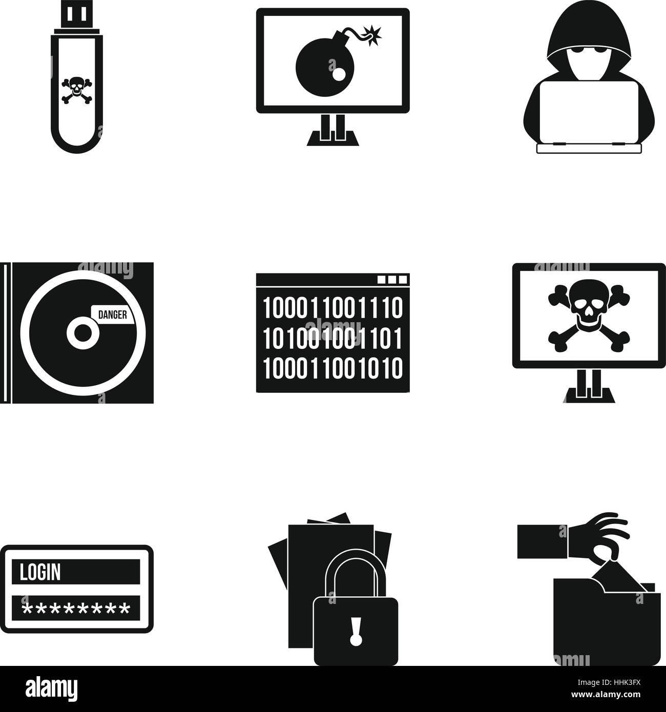 Hacking icons set, simple style Stock Vector Image & Art - Alamy