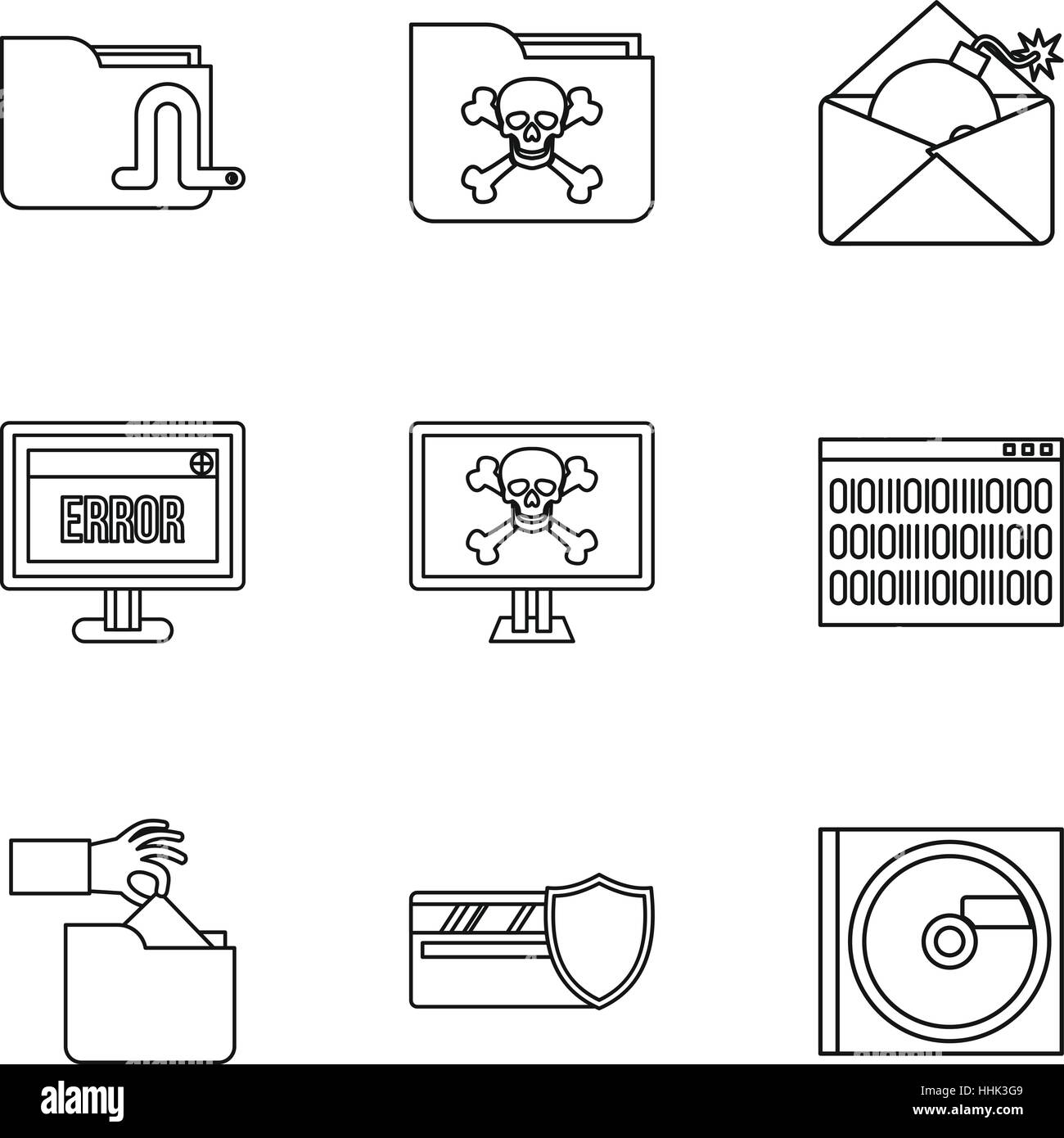 Ddos attack icons set, outline style Stock Vector Image & Art - Alamy
