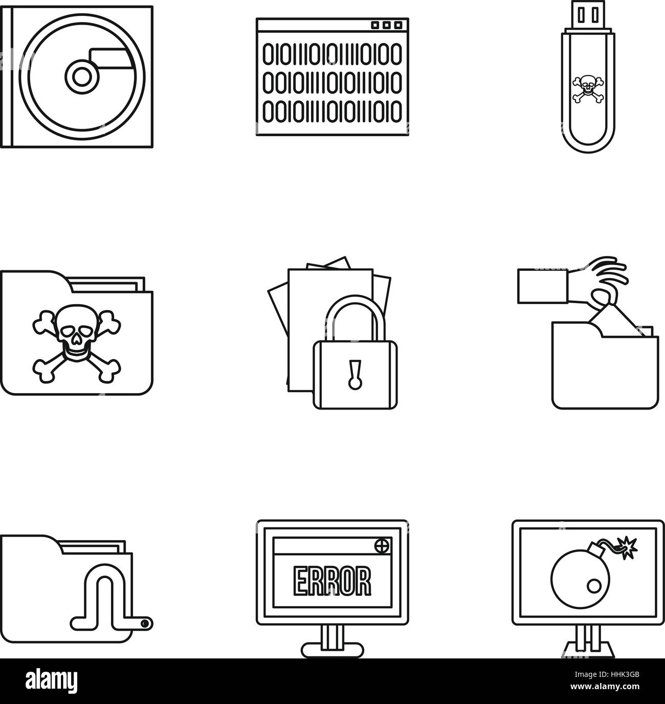 Hacking icons set, outline style Stock Vector Image & Art - Alamy