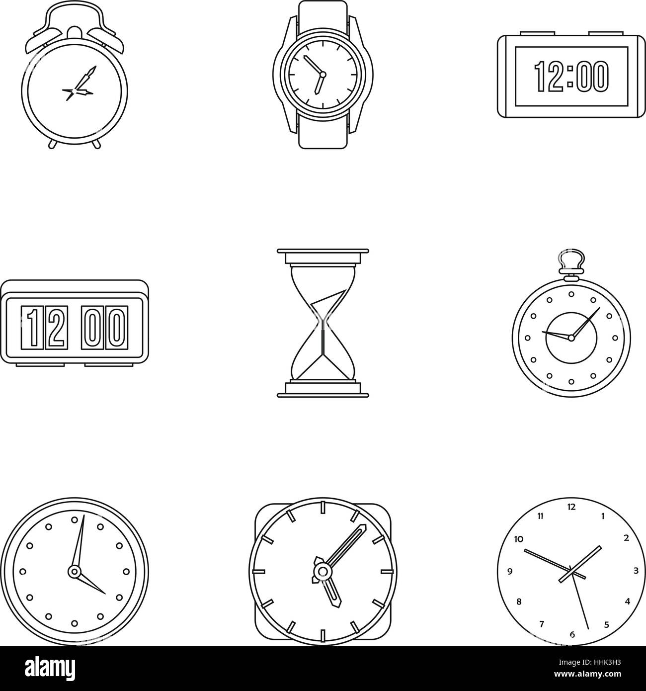 Time icons set, outline style Stock Vector Image & Art - Alamy