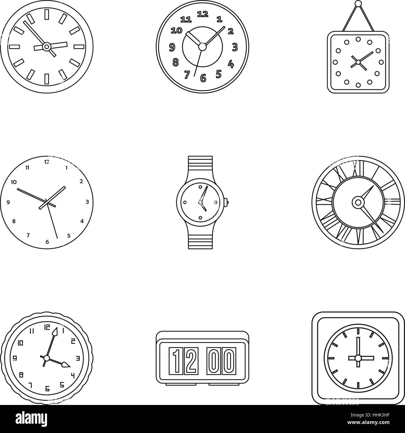 Time dimension icons set, outline style Stock Vector Image & Art - Alamy