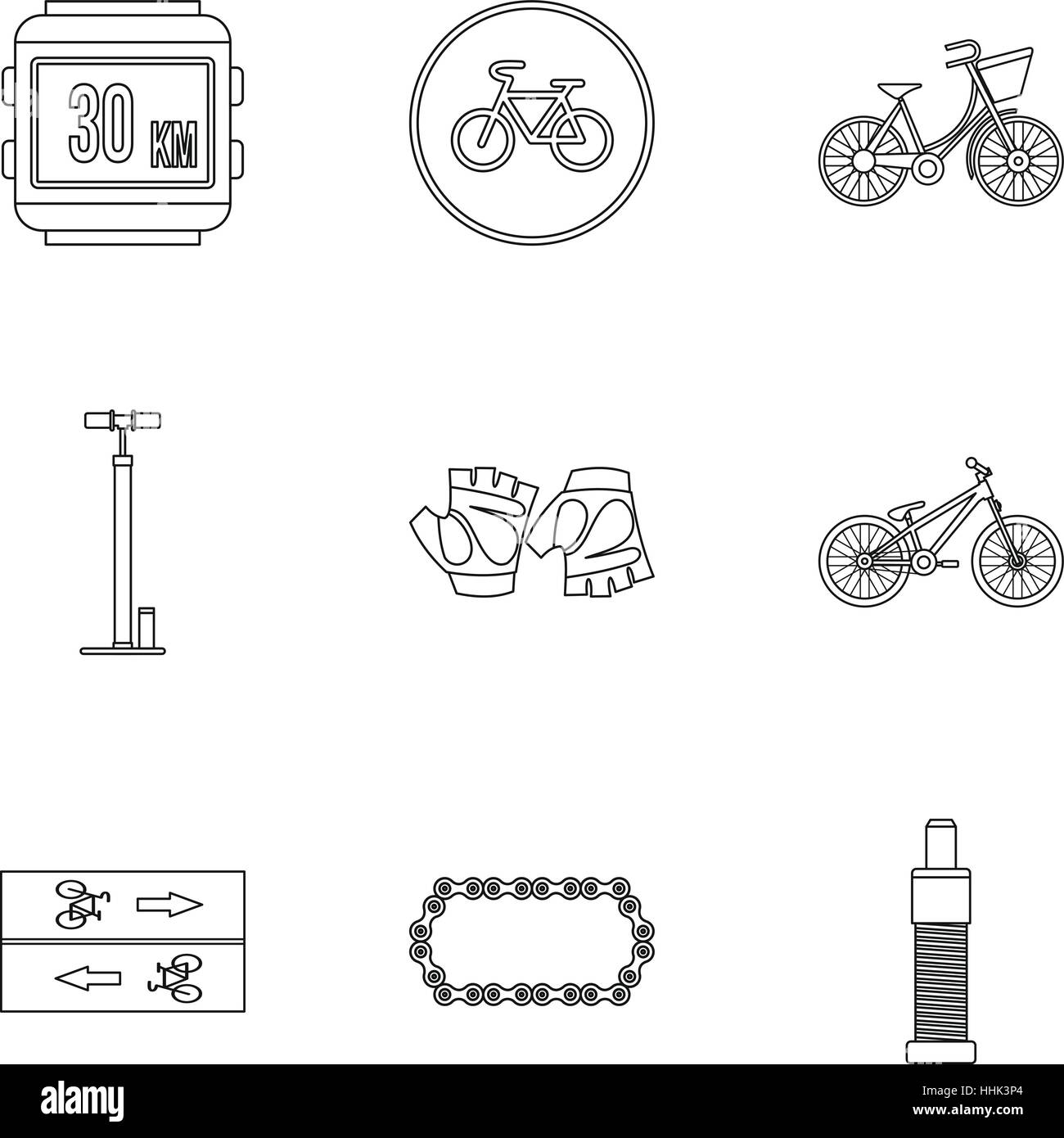 Bicycle parts icons set, outline style Stock Vector Image & Art - Alamy