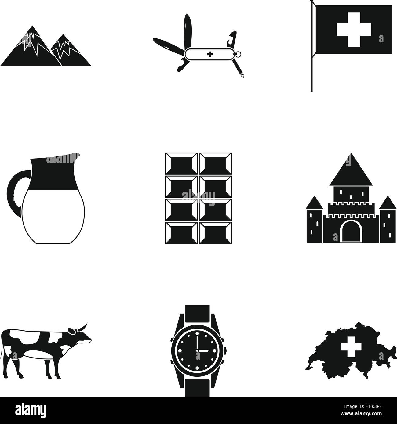 Switzerland flag mountain cow Stock Vector Images - Alamy
