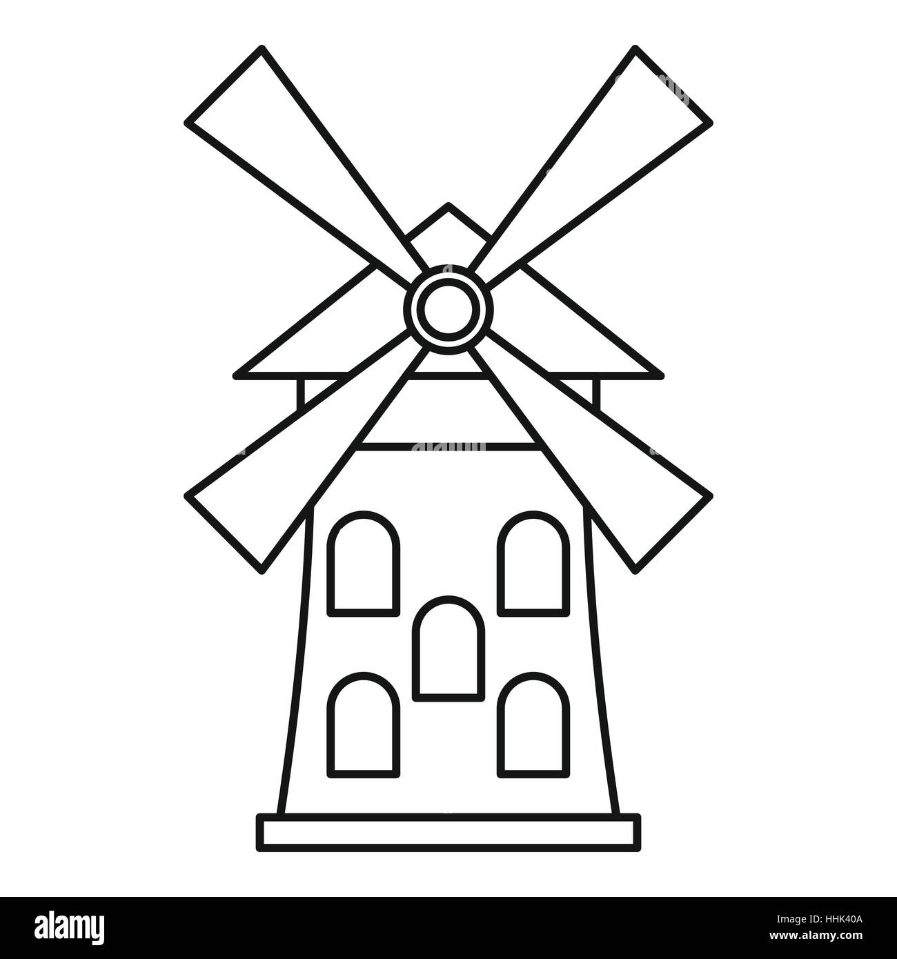 Windmill icon, outline style Stock Vector Image & Art - Alamy