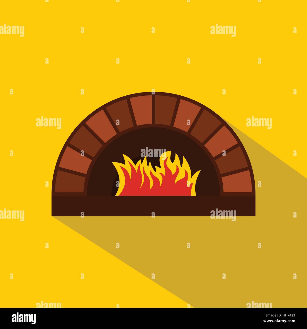 Brick pizza oven with fire icon, flat style Stock Vector Image & Art ...