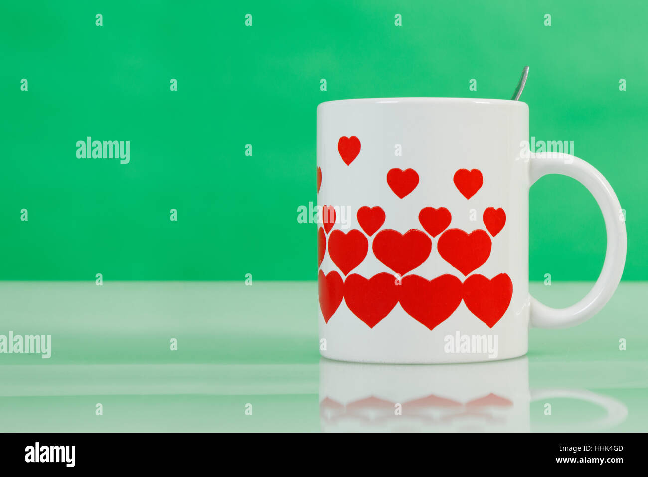 cup, green, reflection, love, in love, fell in love, valentine, heart ...