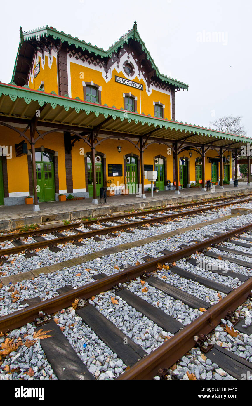 Railway station, museum, Volos, Magnisia, Thessaly, Greece Stock Photo ...