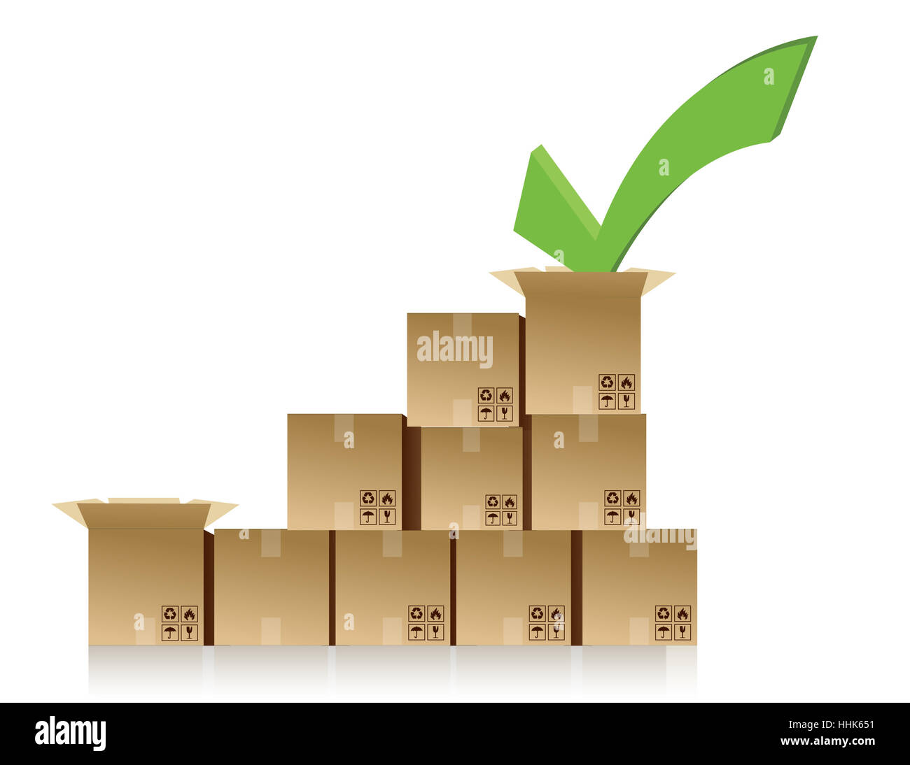 checkmark over a box graph illustration design Stock Photo - Alamy