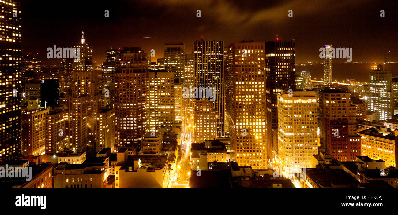city, town, night, nighttime, america, skyline, style of construction ...